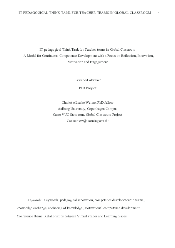 (PDF) IT-pedagogical Think Tank for Teacher-teams in Global Classroom ...