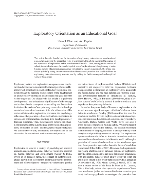 (PDF) Exploratory Orientation as an Educational Goal