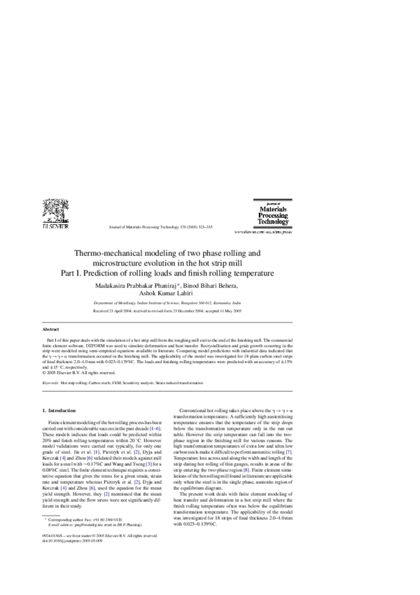 (PDF) Thermo-mechanical modeling of two phase rolling and microstructure evolution in the hot ...