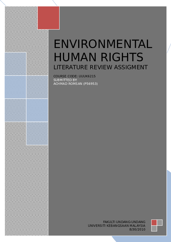 (DOC) ENVIRONMENTAL HUMAN RIGHTS LITERATURE REVIEW ASSIGMENT LITERATURE ...