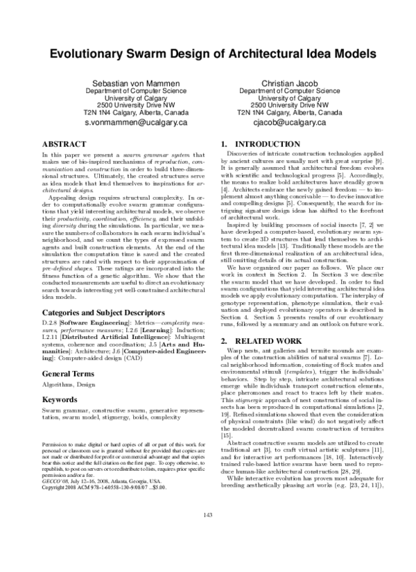 (PDF) Evolutionary swarm design of architectural idea models