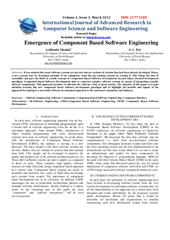 (PDF) Emergence of Component Based Software Engineering