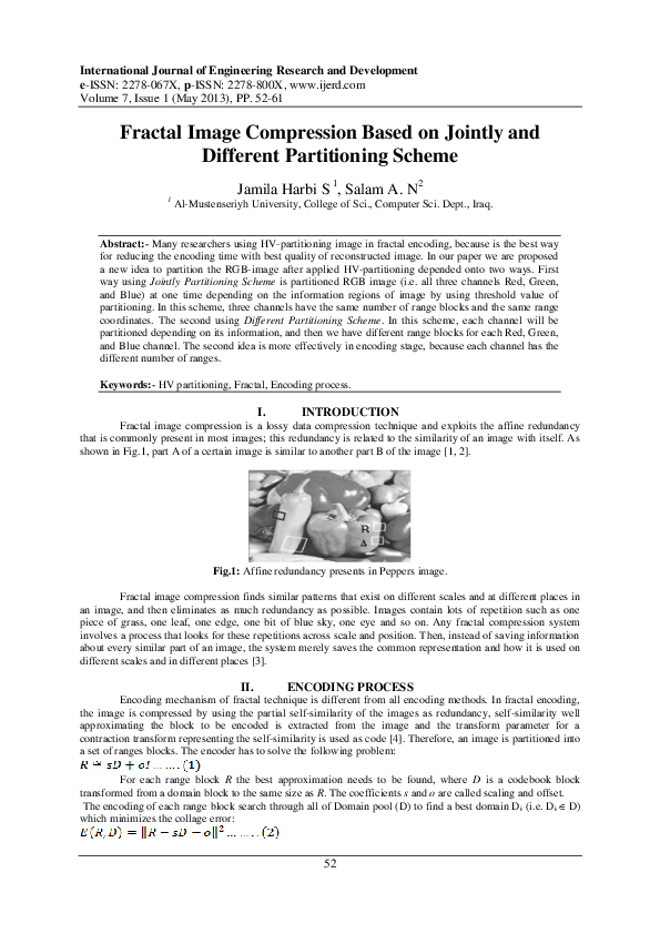 Pdf Fractal Image Compression Based On Jointly And Different Partitioning Scheme