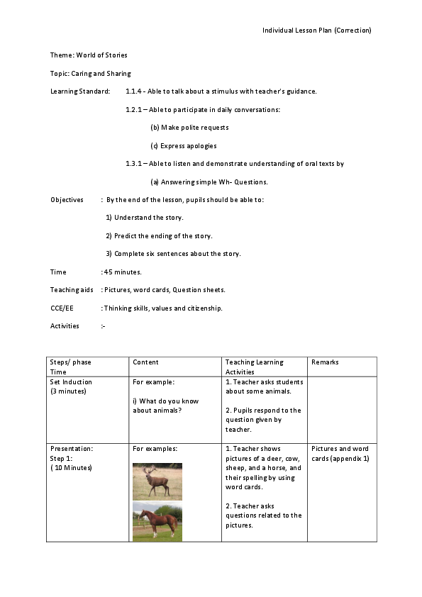 Lesson Plan year 2 KSSR