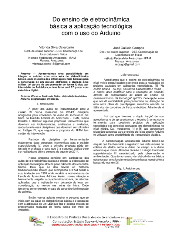 DO ENSINO DE ELETRODINÂMICA BÁSICA A APLICAÇÃO TECNOLÓGICA COM O USO DO ...