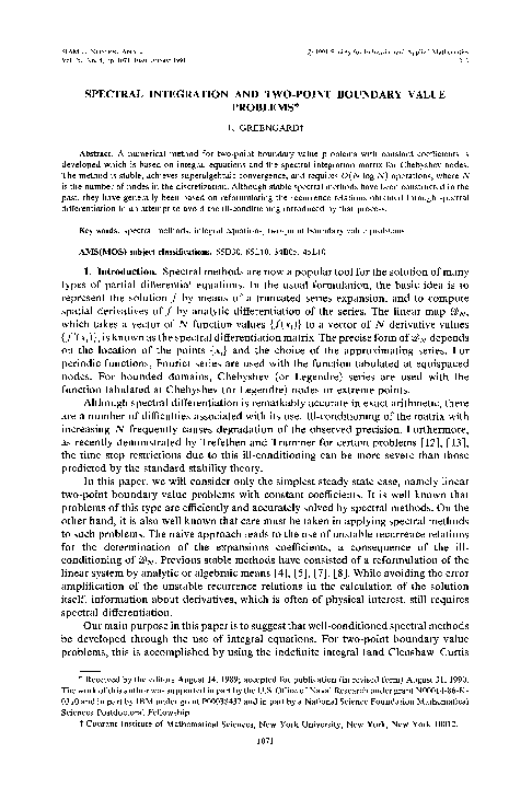 Pdf Spectral Integration And Two Point Boundary Value Problems Pdf