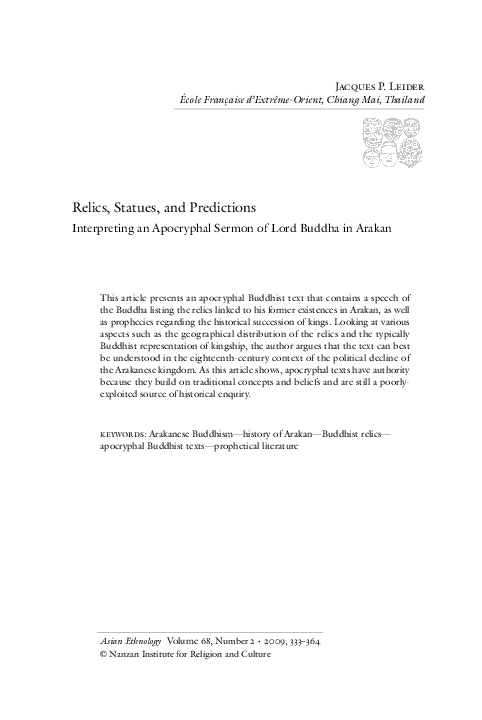 (PDF) Interpreting an Apocryphal Sermon of Lord Buddha in Arakan ...