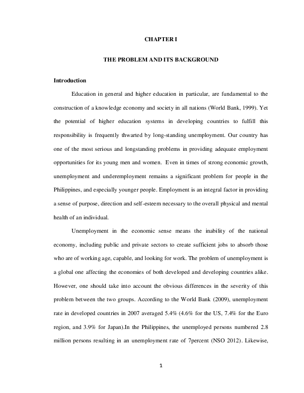 (DOC) CHAPTER I THE PROBLEM AND ITS BACKGROUND Introduction Education in