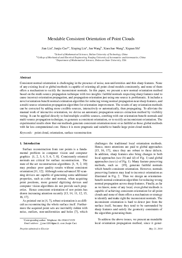 (PDF) Mendable Consistent Orientation of Point Clouds