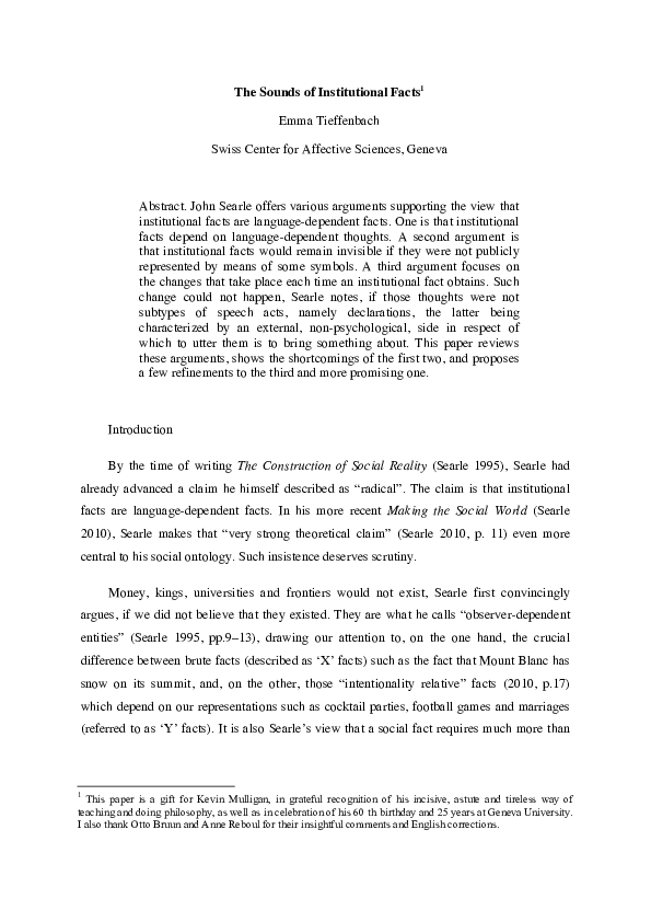 (PDF) The Sounds of Institutional Facts