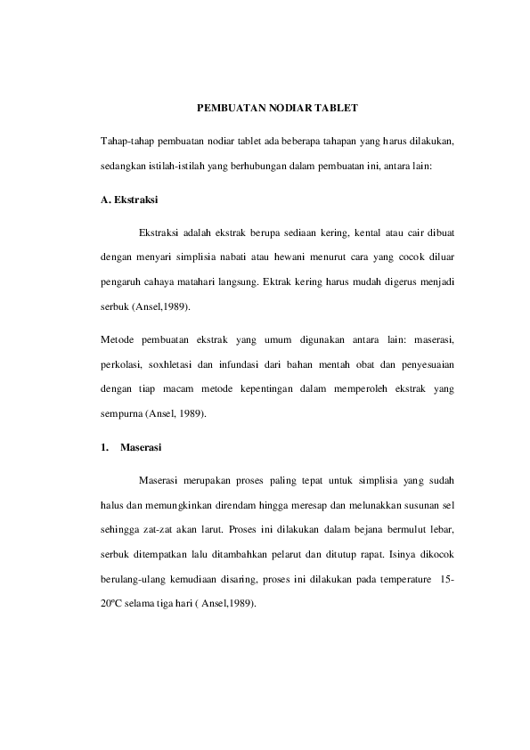 (DOC) PEMBUATAN NODIAR TABLET Tahap