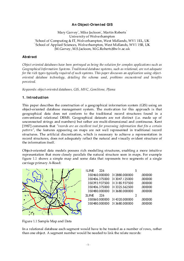 Pdf An Object Oriented Gis Martin Roberts