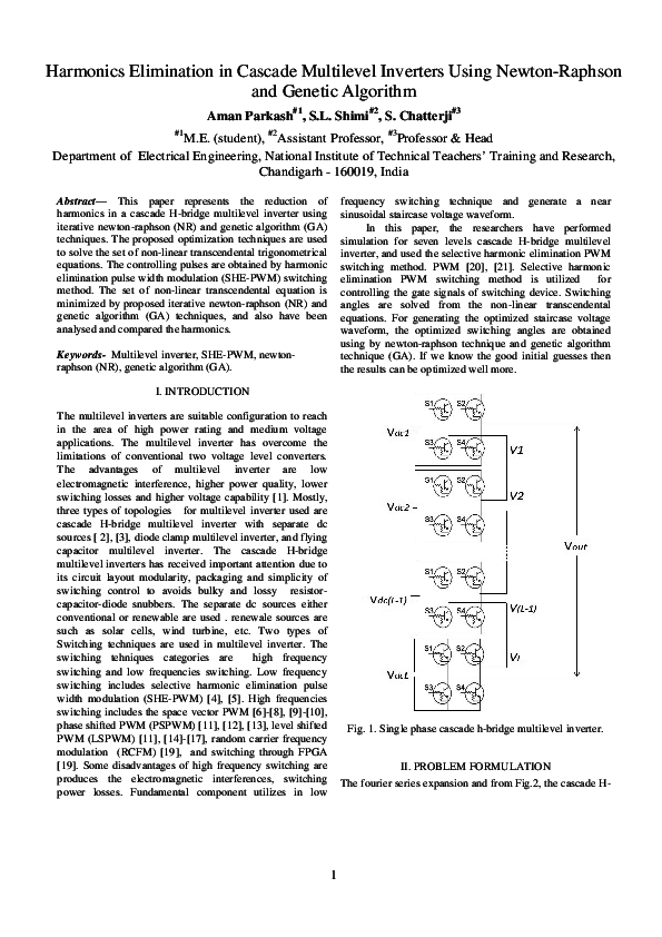 (PDF) Selective Harmonic Elimination in Multilevel Inverter with Artificial Intelligence ...