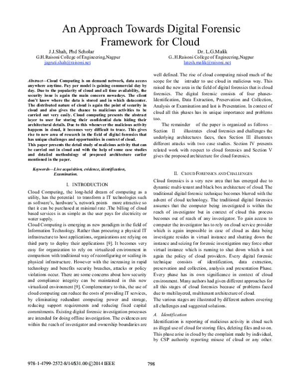 (PDF) An Approach Towards Digital Forensic Framework for Cloud