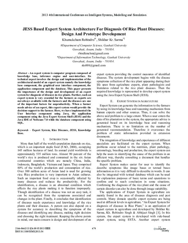 (PDF) JESS Based Expert System Architecture For Diagnosis Of Rice Plant ...