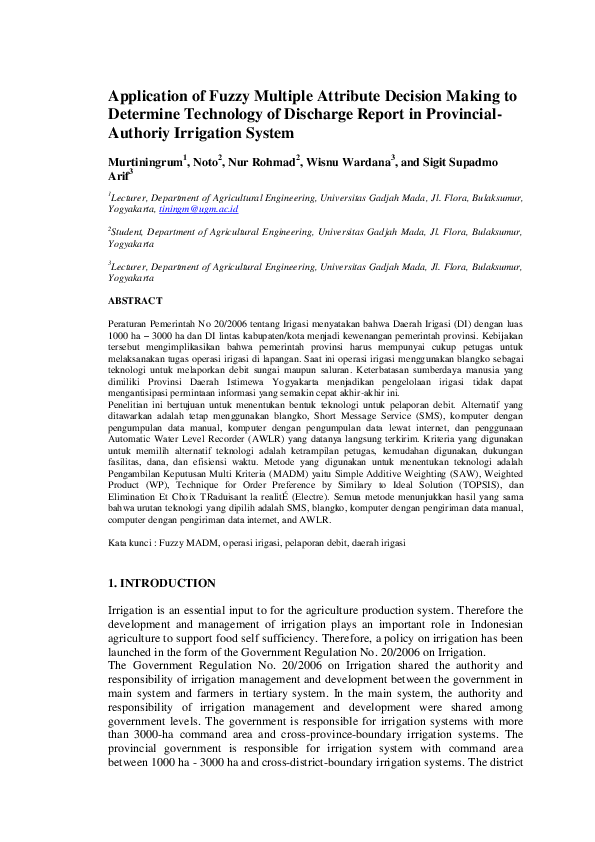(PDF) Application of Fuzzy Multiple Attribute Decision Making to Determine Technology of ...
