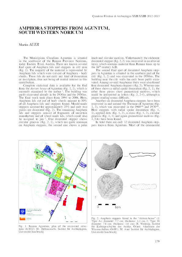 (PDF) AMPHORA STOPPERS FROM AGUNTUM, SOUTH WESTERN NORICUM