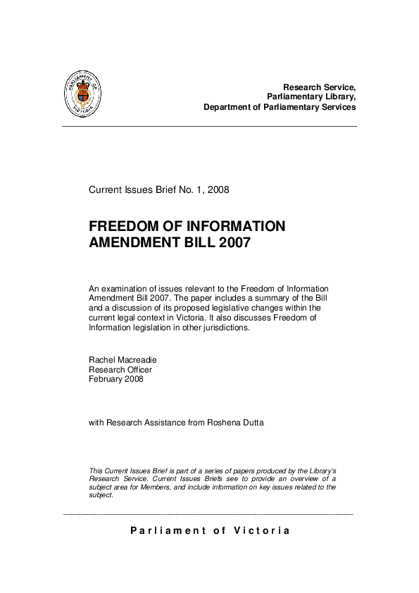 (PDF) Freedom of Information Amendment Bill 2007