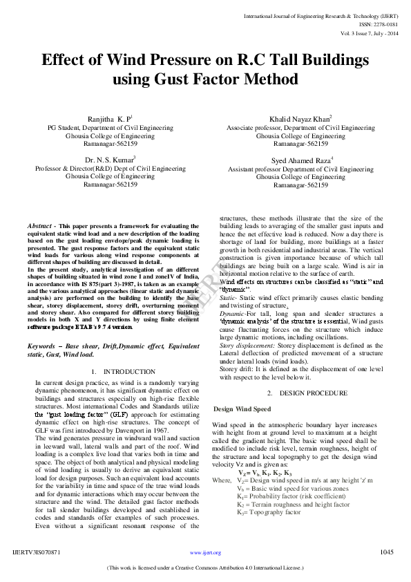(PDF) Effect of Wind Pressure on R.C Tall Buildings using Gust Factor ...