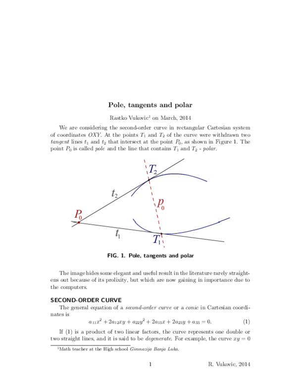 (PDF) Pole, tangents and polar