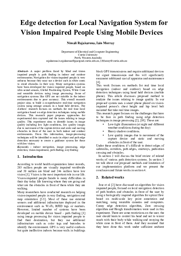 (PDF) Edge detection for Local Navigation System for Vision Impaired ...