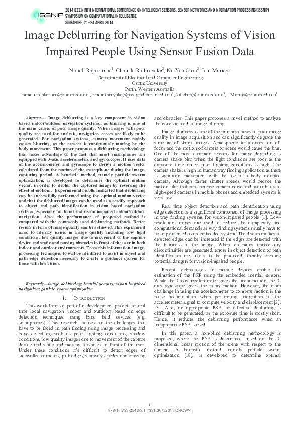 (PDF) Image Deblurring for Navigation Systems of Vision Impaired People Using Sensor Fusion Data