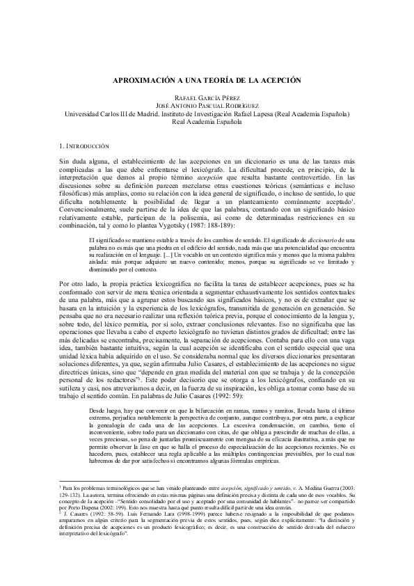 (PDF) Aproximación a una teoría de la acepción
