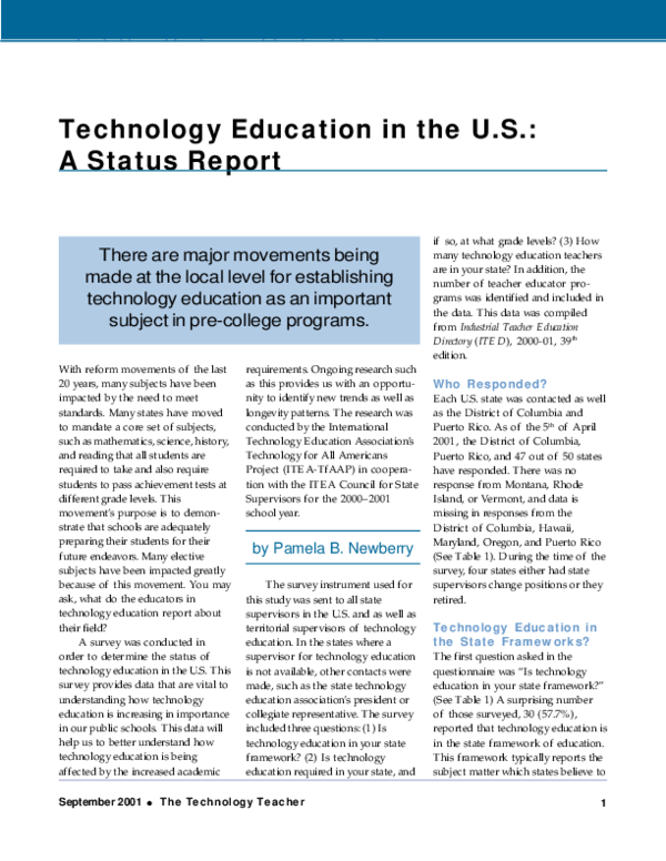(PDF) Technology Education in the US: A Status Report.