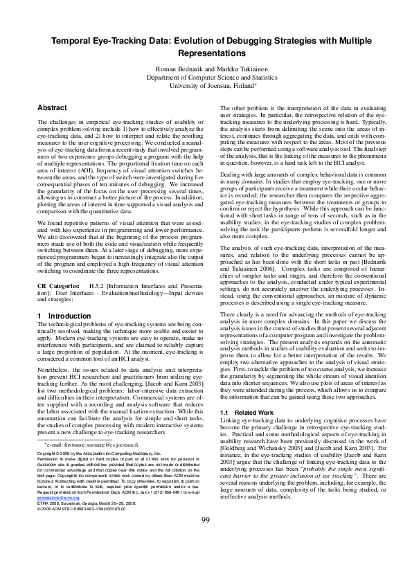 (PDF) Temporal eye-tracking data: evolution of debugging strategies with multiple representations