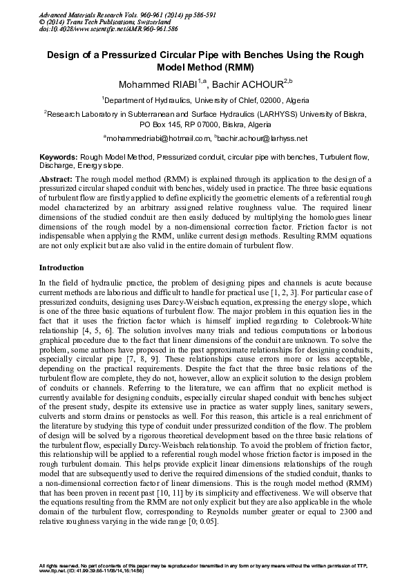 (PDF) Design of Pressurized Vaulted Rectangular Conduits Using the Rough Model Method | Bachir ...