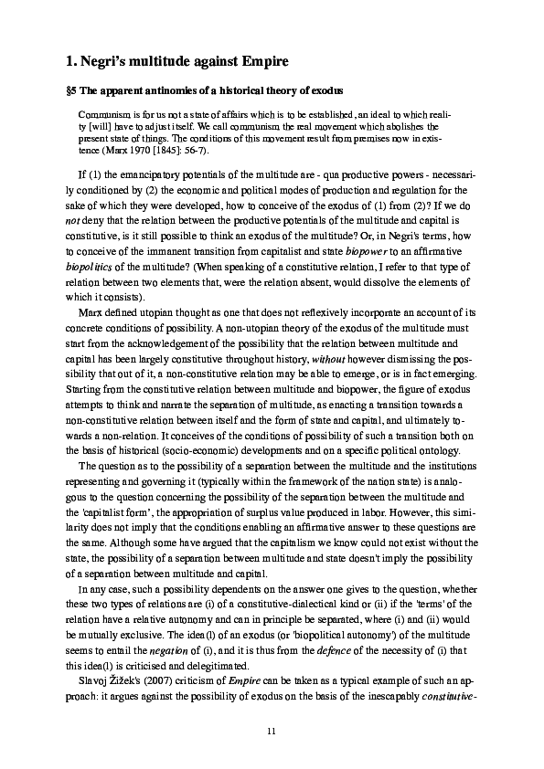 (PDF) Chapter 1 - Negri's multitude against Empire