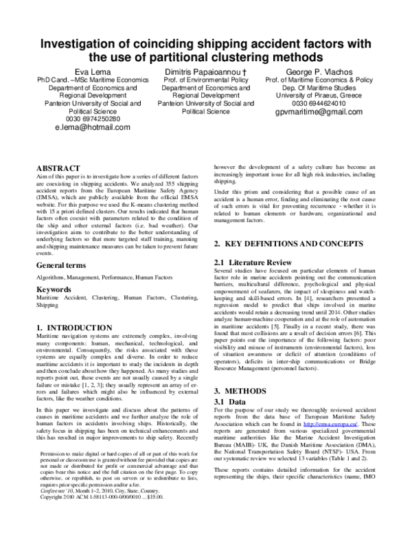 Pdf Investigation Of Coinciding Shipping Accident Factors With The