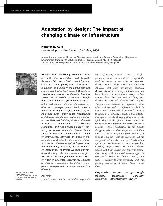 (PDF) Adaptation by design: The impact of changing climate on ...