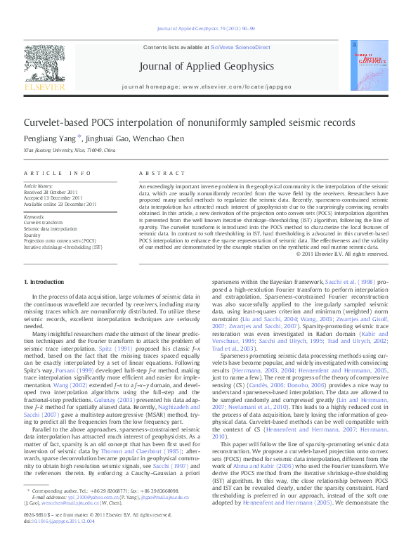 Curvelet-based POCS interpolation of nonuniformly sampled seismic records