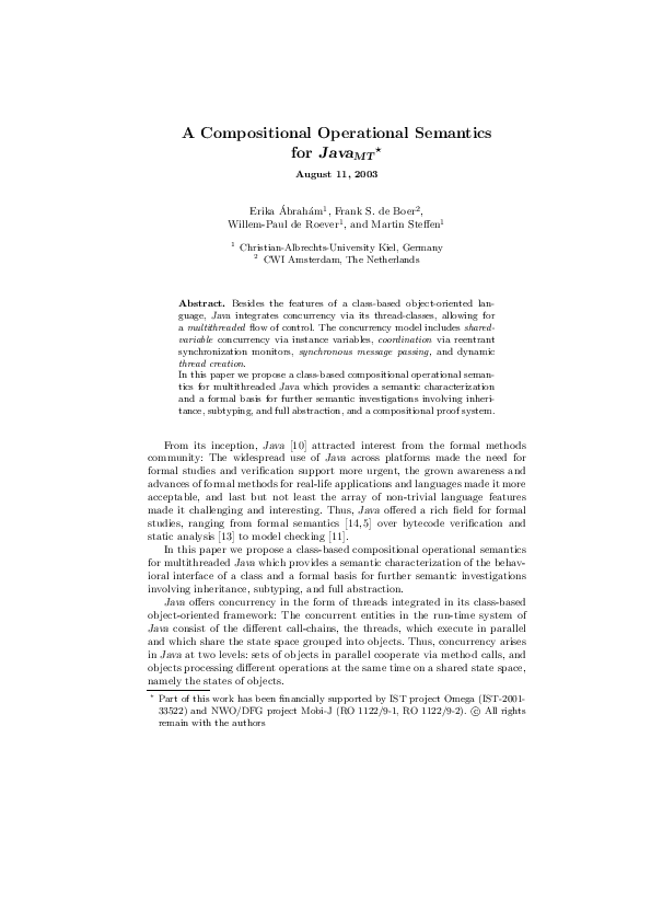 (PDF) A Compositional Operational Semantics for Java MT