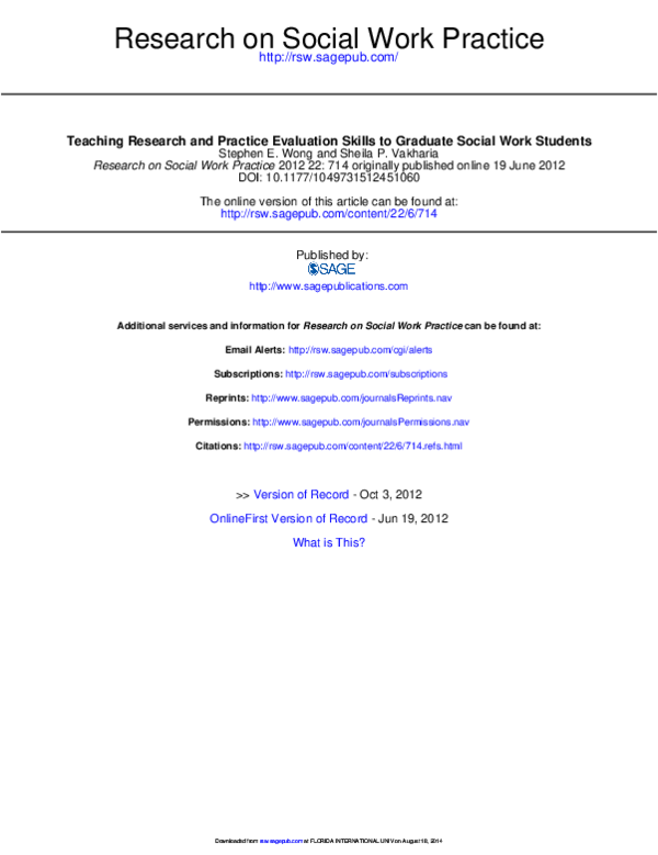 (PDF) Teaching Research and Practice Evaluation Skills to Graduate ...