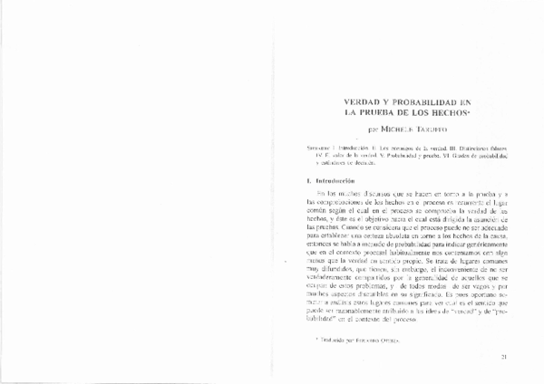 (PDF) Verdad y probabilidad en la prueba de los hechos (Michele Taruffo)