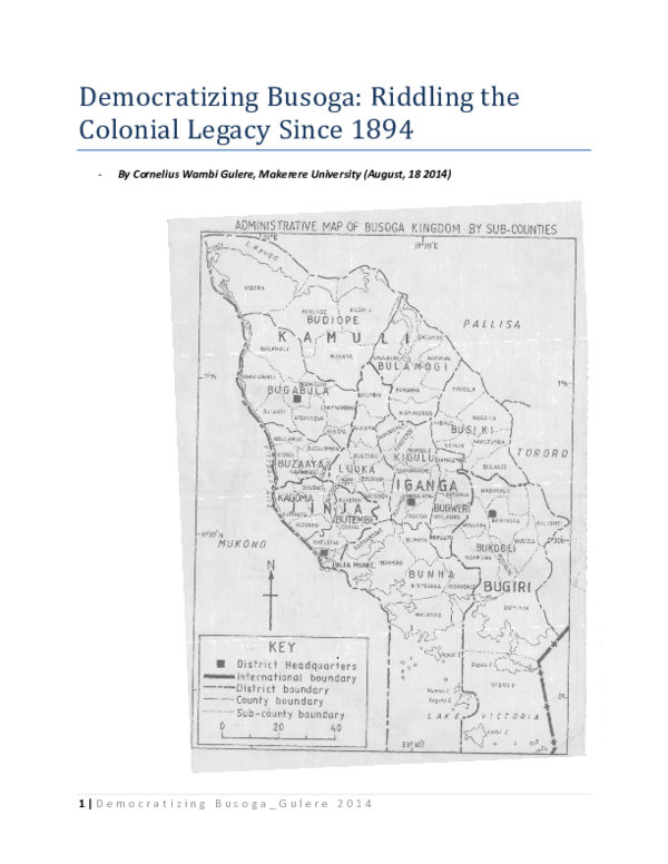 (PDF) Democratizing Busoga: Riddling the Colonial Legacy Since 1894