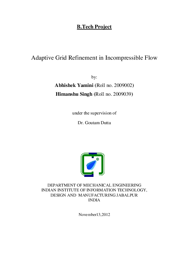 (PDF) Adaptive Grid Refinement in Incompressible Flow by