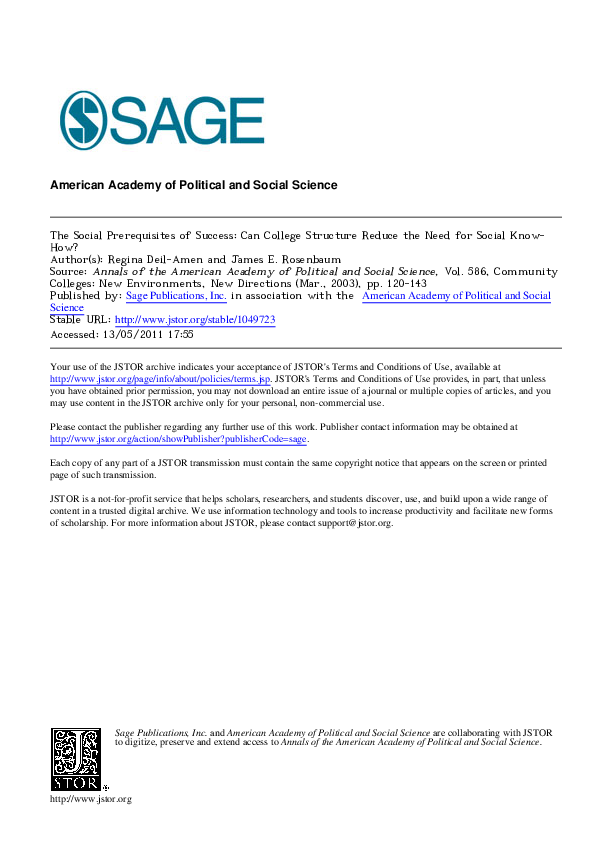 (PDF) The Social Prerequisites of Success: Can College Structure Reduce ...