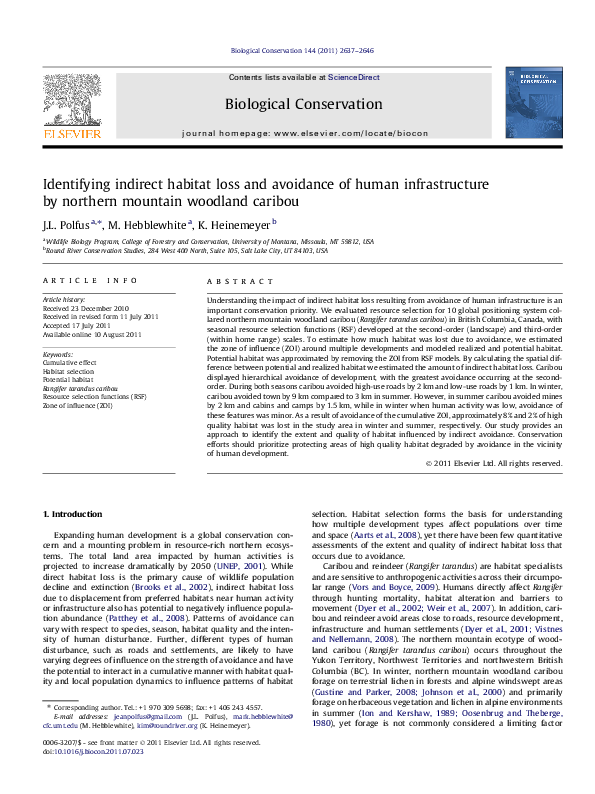 (PDF) Identifying indirect habitat loss and avoidance of human ...
