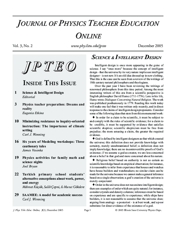 (PDF) JOURNAL OF PHYSICS TEACHER EDUCATION ONLINE SCIENCE & INTELLIGENT ...