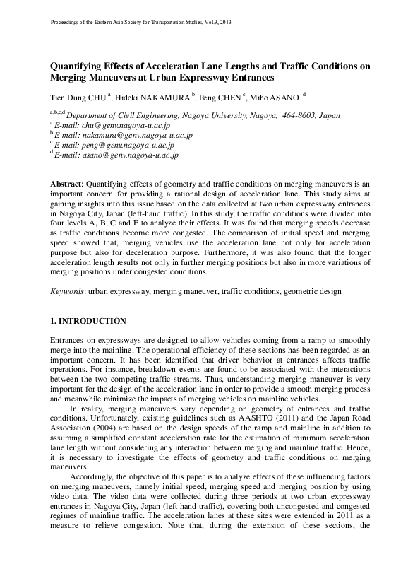 (PDF) Quantifying Effects of Acceleration Lane Lengths and Traffic ...