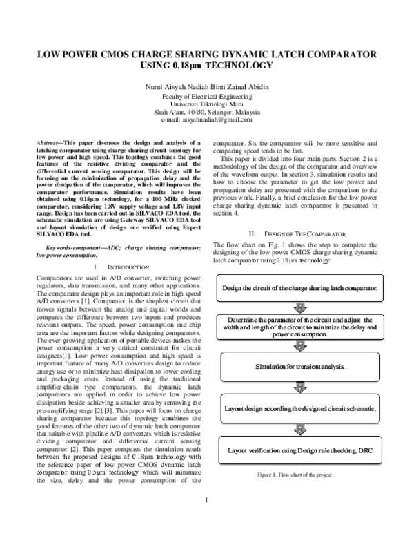 (PDF) LOW POWER CMOS CHARGE SHARING DYNAMIC LATCH COMPARATOR USING 0.18μm TECHNOLOGY