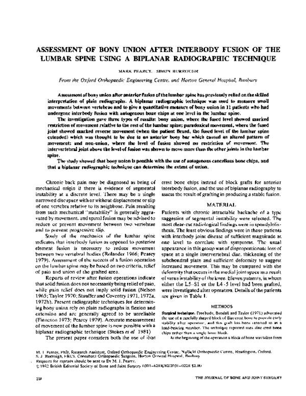 (PDF) Assessment of bony union after interbody fusion of the lumbar ...