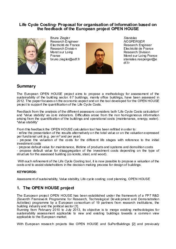 (DOC) Life Cycle Costing-Proposal for organisation of Information based ...