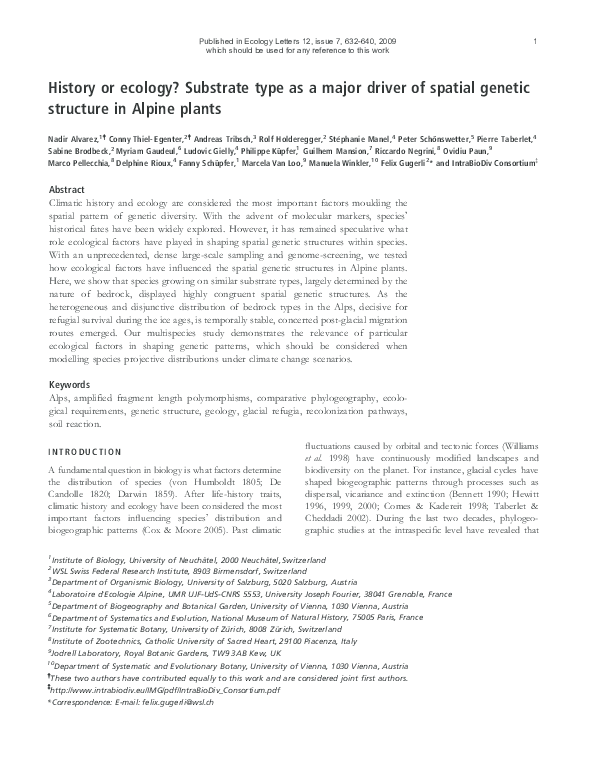 (PDF) History or ecology? Substrate type as a major driver of patial ...