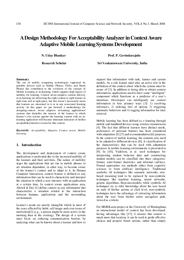 (PDF) A Design Methodology For Acceptability Analyzer in Context Aware Adaptive Mobile Learning ...