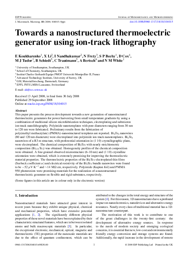 (PDF) Towards a nanostructured thermoelectric generator using ion-track ...