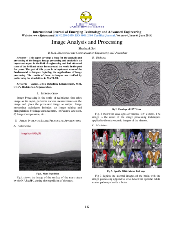 (PDF) Image Analysis and Processing